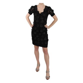 John Richmond Leather Flowers Sheath Dress - - Dresses - Damen - Schwarzk - S