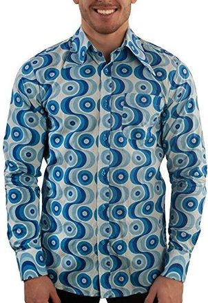 Comycom 70Ger ans mod&egrave;le de chemise waves-bleu - Bleu - XXXL