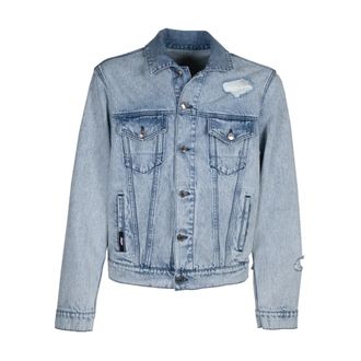 Msgm Destroyed Denim Jacke mit Marmor-Effekt - - Jackets - Herren - Blau - M
