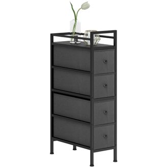 HOMCOM Kommode Schrank mit 4 Schubladen aus Vliesstoff Schmal Aufbewahrungsschrank Schubladenschrank mit Stahlrahmen, Modern Sideboard f&uuml;r Schlafzimmer, Wohn