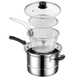 Generico Bratentopf - 22,9 x 15,9 cm, Fritteuse, Edelstahl | T&ouml;pfe und Herd mit gro&szlig;em Fassungsverm&ouml;gen, mit Filter f&uuml;r Pommes Frites, Suppe, Nudeln, Induktion