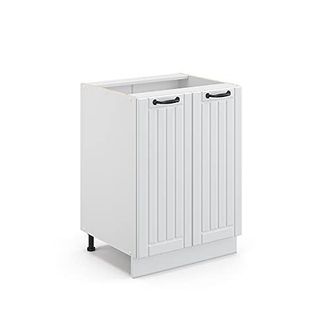 Vicco Meuble Bas de Cuisine Fame-Line, Blanc Campagne/Blanc, 60 cm sans Plan de Travail