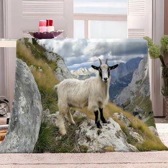 Generic Chèvre Rochers Paysage De Montagne Adulte et Enfant Couverture Plaid Flanelle Multicolore Couverture de Jeté, Polaire Moelleuse Chaudes Légères Hiver&