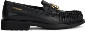 Love Moschino Mocassins en cuir &agrave; enfiler - Femme - Chaussures - Noir - Taille: 36 EU