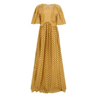 Alberta Ferretti Femme, Robes, Jaune, Taille: 38 FR Robe longue &agrave; volants