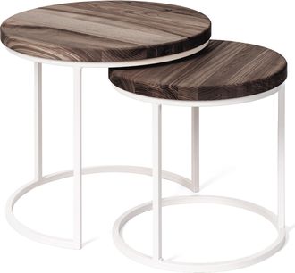 Lamofootwear Manufaktur Couchtisch rund 2er Set - Beistelltisch Holz - Wohnzimmertisch rund, Kaffeetisch, Sofatisch modern, Holztisch f&uuml;r Wohnzimmer, Schlafzimmer-