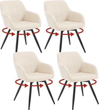 Woltu 4er Set drehbare Esszimmerstühle, Samt gepolsterte ergonomische Esszimmertühle mit Metallbeinen,Esszimmertühle mit Rücken- und Armlehnen, für Küche, W