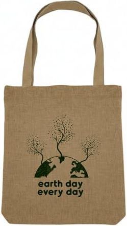 Fabulous Sac Shopping Tote Bag Aspect Lin - Earth Day, Every Day &Eacute;cologie Environnement Bio Diversit&eacute; - Sac de Courses Toile Epaisse 360g Beige Naturel Cabas P