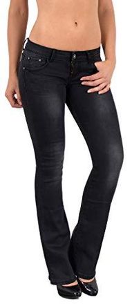 ESRA Jean Bootcut Femme Jean Bootcut Taille Basse Pantalon évasé Jean Taille Basse jusquaux Grandes Tailles B600