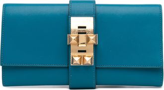 Herm&egrave;s Blue Izmir Tadelakt Medor Clutch 23