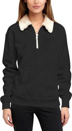 Generic Pull femme sweatshirts demi-fermeture &eacute;clair t-shirt manches longues automne puli retournement hauts blouse tunique femmes sweats &agrave; capuche tendance m