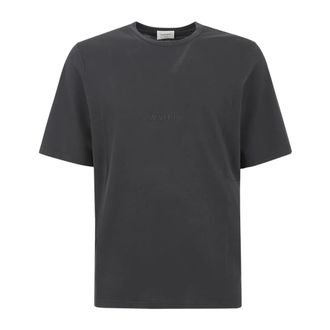 Saint Laurent Gewaschenes Baumwoll-T-Shirt - - Tops - Herren - Schwarzk - L
