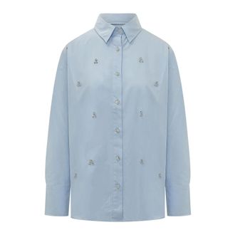 A Paper Kid Femme, Blouses et Chemises, Bleu, Taille: 34 FR Chemise en coton