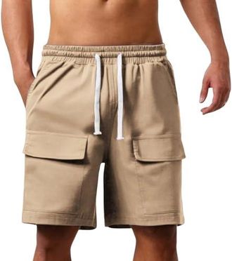 Generic Short pour homme longueur genou pour travail/course &agrave; pied/sport - Coupe extensible - Cordon de serrage - Avec poches - Taille &eacute;lastique - L&eacute;ger - Pou