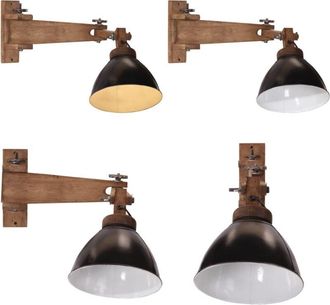 vidaXL Wandleuchte 25 W Schwarz E27 - Industriestil - Holzlampe