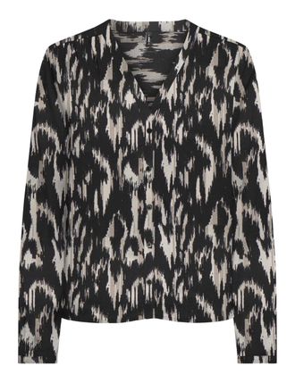Only Damen Onlnova Life Vis L/S Malou Top Bluse, Black/AOP:590 Rough Animal, X-Large
