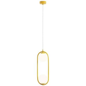 Licht-Erlebnisse H&auml;ngeleuchte Metall Glas h: max. 200 cm Gelb Wei&szlig; E14 2-flammig Kugel Schirm Modern Pendelleuchte
