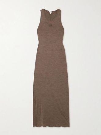 Loewe Anagram Maxikleid Aus Jersey Aus Einer Wollmischung Mit Twist-detail Und Stickerei - Braun