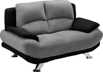 Vente-Unique Sofa 2-Sitzer - Microfaser - Grau & Schwarz - MUSKO