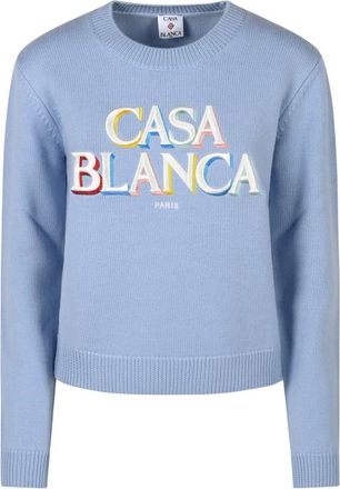Casablanca Stacked Logo Pullover - - Knitwear - Damen - Blau - M