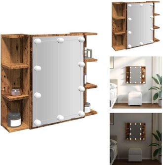 vidaXL Spiegelschrank mit LED Altholz 70x16,5x60 cm - Spiegelschrank - Spiegelschränke - LED Spiegelschrank - Spiegelschrank Bad