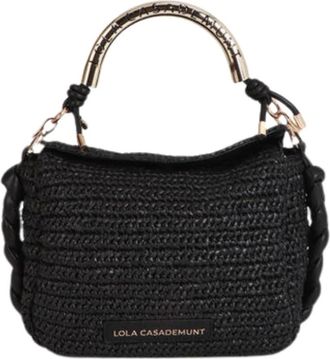 Lola Casademunt Femme, Sacs, Noir, Taille: ONE Size Sac bandouli&egrave;re contrastant effet raphia avec bandouli&egrave;re logo ajour&eacute;