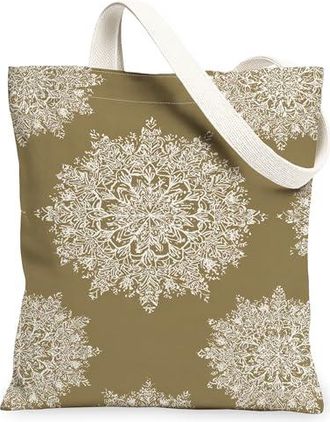 Generic Sac fourre-tout en toile orn&eacute;, &eacute;l&eacute;gant motif mandala floral, sacs de courses r&eacute;utilisables, &eacute;l&eacute;gants, l&eacute;gers et lavables en toile pour voyage, plage, 