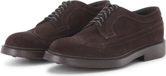 Doucal's Low-Top Sneaker - Wingtip-Schnürschuh aus Veloursleder - Gr. 42,5 (EU) - in Braun - für Damen