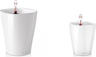 Lechuza DELTINI und MINI-DELTINI Planter-Set, weiß, Hochglanz, Selbstbewässernd, Indoor, 15x15x19 cm
