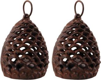 Esschert Design Laterne Tannenzapfen, Windlicht, Gartenlaterne, Balkonlaterne, inkl. Ring zum Aufh&auml;ngen, gro&szlig;, H&ouml;he 23 cm, Durchmesser 15 cm (Packung mit 2)