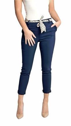 Mississhop Pantalon chino classique stretch pour femme, bleu, XXL