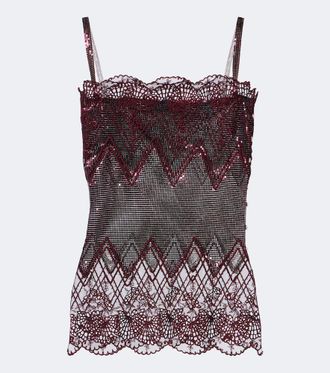 Paco Rabanne Top en cotte de mailles et dentelle