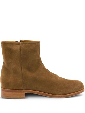 Common Projects bottes en daim à détails de zips - Marron