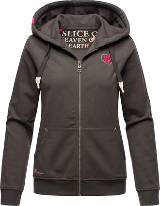 Navahoo Damen Sweatjacke mit Kapuze Hoodie Pullover Sweat Jacke B917 [B917-Cremet-Dunkelgrau-Gr.XL]