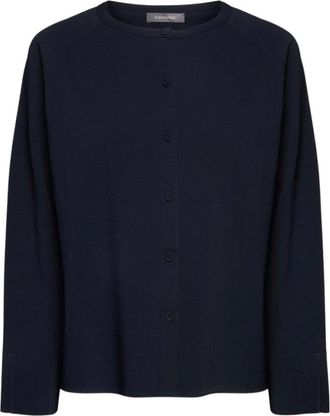 Elena Miro Femme, Pulls, Bleu, Taille: 42 FR Cardigan Classique en Maille Viscose