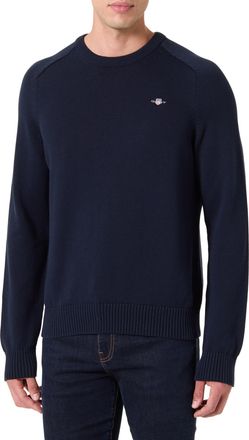 GANT Herren Casual Cotton C-Neck Pullover, Evening Blue, XXL
