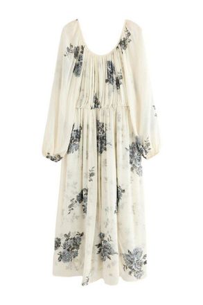 Next Maxikleid Lang&auml;rmeliges, plissiertes Maxikleid (1-tlg)