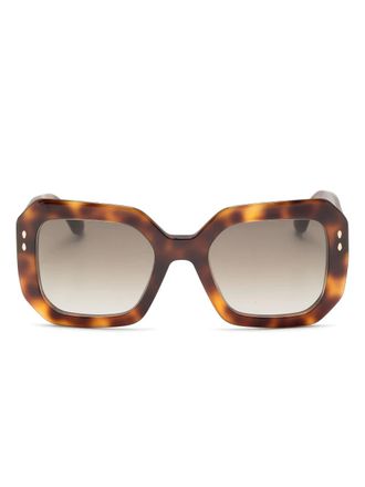 Isabel Marant lunettes Hexagonal à logos - Marron