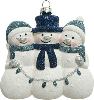 Kaemingk Christbaumschmuck Kunststoff 10,5cm Schneemann Trio Weihnachtskugeln bruchsicher weiß