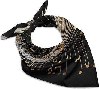 Generic Écharpe carrée en soie légère avec notes de musique galaxie - Écharpe dart abstrait pour cheveux - Respirant - Cadeau pour femme et homme, multicolore