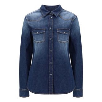 Jacob Cohen Chemise Western L&eacute;g&egrave;re en Denim - Femme - Blouses et Chemises - Bleu - Taille: 38 FR