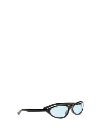 Balenciaga Mens Neo Round Sunglasses Black - Blue Acetate