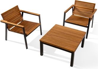 Konsimo Ariato Gartenm&ouml;bel-Set aus Robinienholz - Premium Terrassenm&ouml;bel mit Aluminiumgestell, FSC Zertifiziert, wetterfest, EU-Qualit&auml;t. (braun/anthrazit, 74