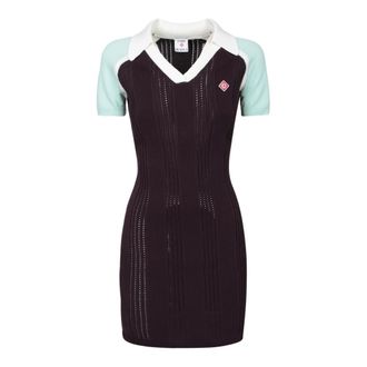 Casablanca Merino Polo Mini Dress - Femme - Robes - Violet - Taille: 36 FR