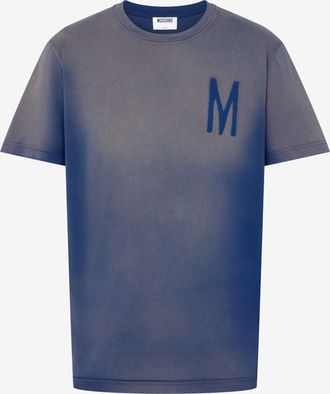 Moschino T-shirt en jersey de coton biologique imprimé - Bleu
