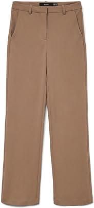 Vero Moda Straight Pant Vmzamira MW Pantalon Droit Slim Noos, fossile, S / 32L Femmes