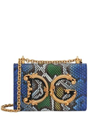 Dolce & Gabbana Umhängetasche mit Schlangenleder-Effekt - Blau