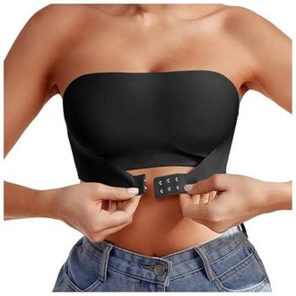 Generic Bandouli&egrave;re transparente confortable et sexy pour femme, sans fil, dos nu, sans &eacute;ponge, avec bretelles convertibles (Black, S)