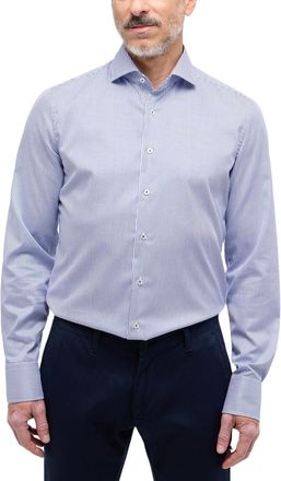 Eterna Slim Fit Hemd 1863 Langarm Haifischkragen Streifen dunkelblau Gr&ouml;&szlig;e 42