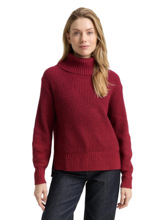Tom Tailor Damen 1049137 Loose Fit Rollkragenpullover, 39063-Rumba Red Melange, 3XL